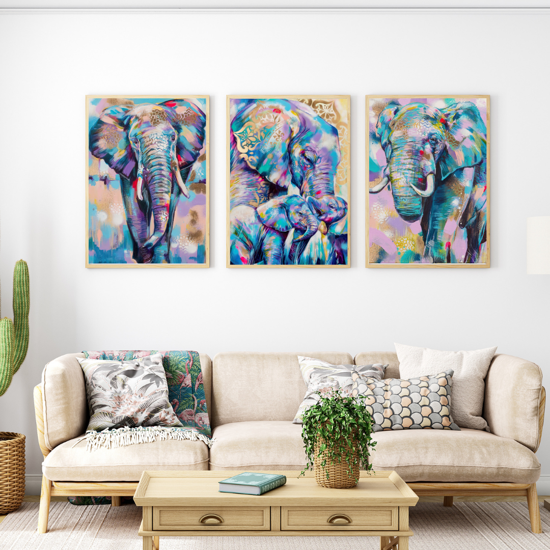 AFFICHES ELEPHANTS COLORES – Pop Art Blocks